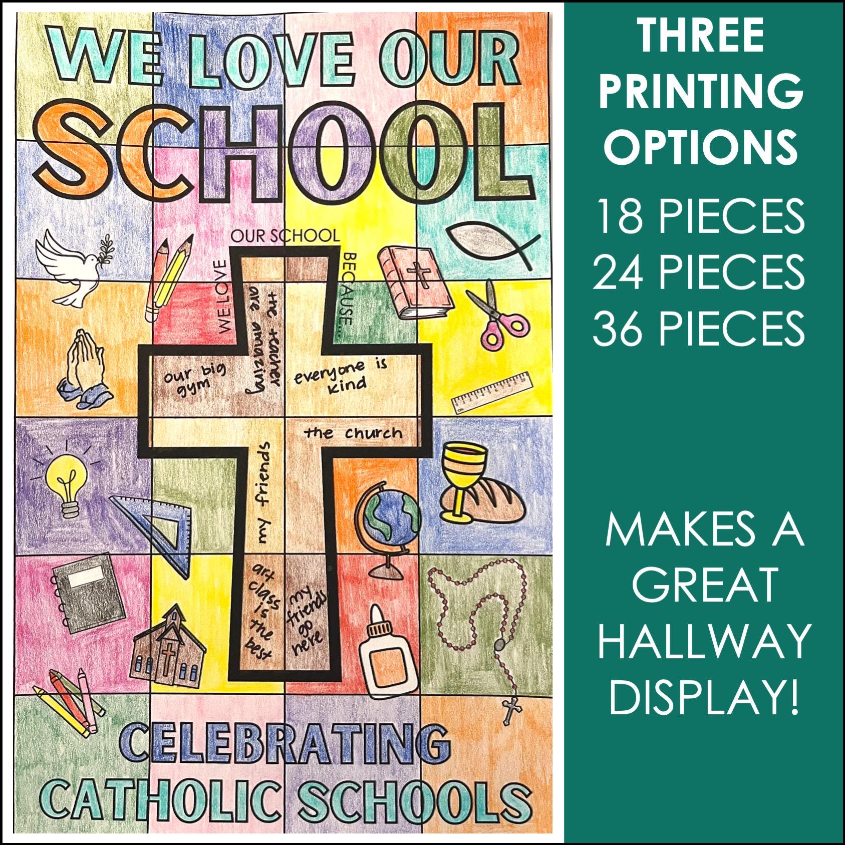 Catholic Schools Week Collaborative Coloring Poster Writing Activity ...