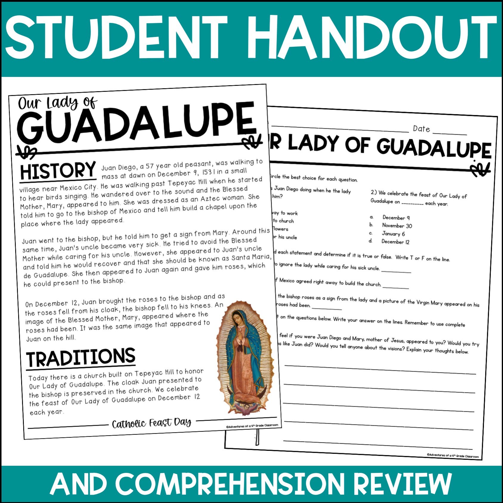 Our Lady of Guadalupe for Upper Elementary - Etsy