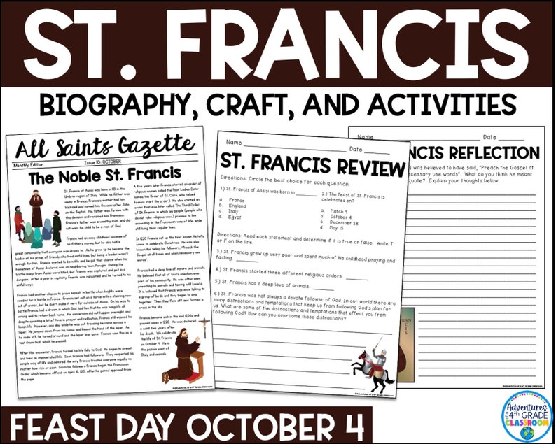 St. Francis of Assisi Biography & Activities - Etsy