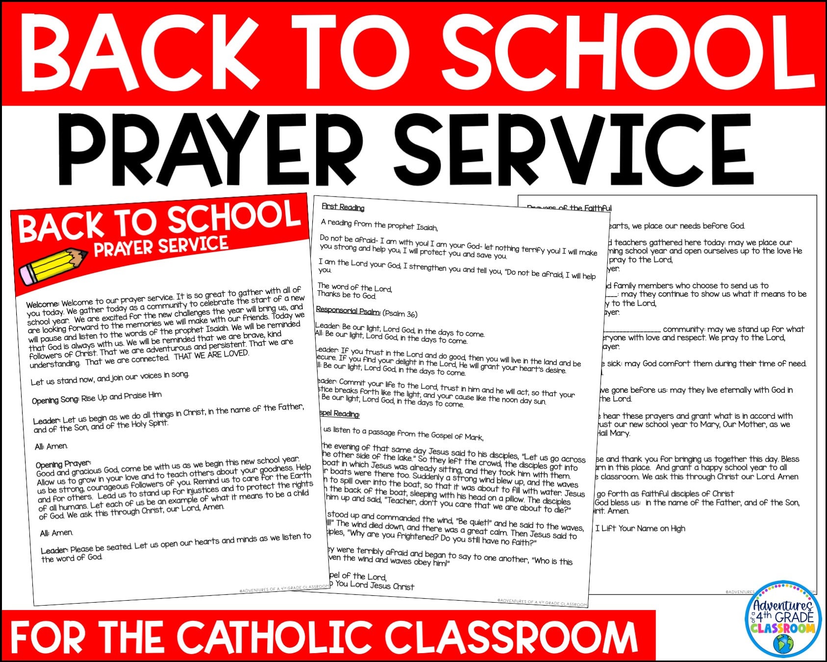 Back to School Prayer Service | Catholic - Etsy