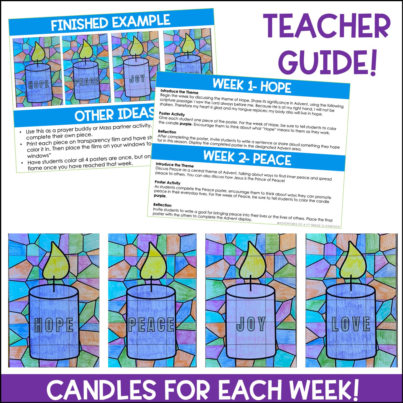 Advent Wreath Candles Collaborative Coloring Posters Activity Catholic ...