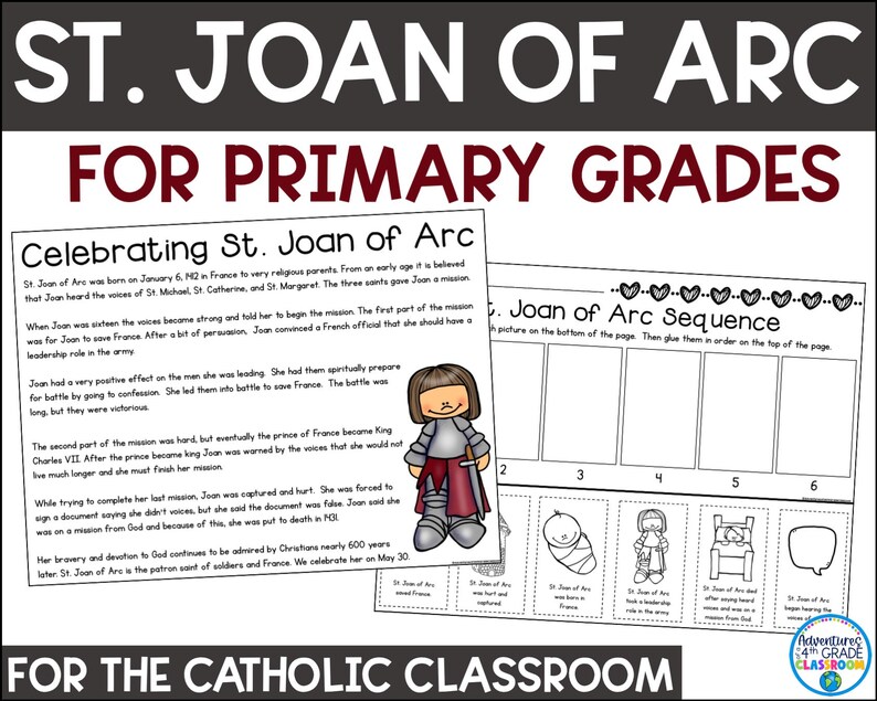 St. Joan of Arc Activities for Primary Grades - Etsy