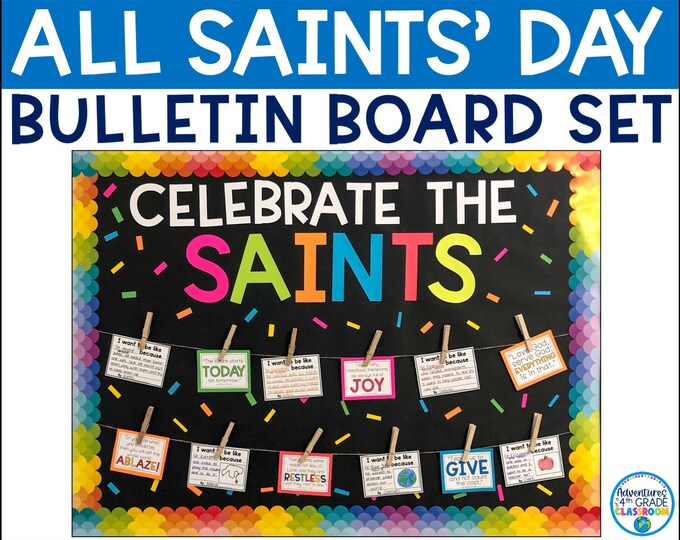 Catholic Saints Bulletin Board Template, All Saints' Day Research ...