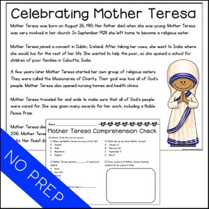 Mother Teresa Activities for Primary Grades - Etsy