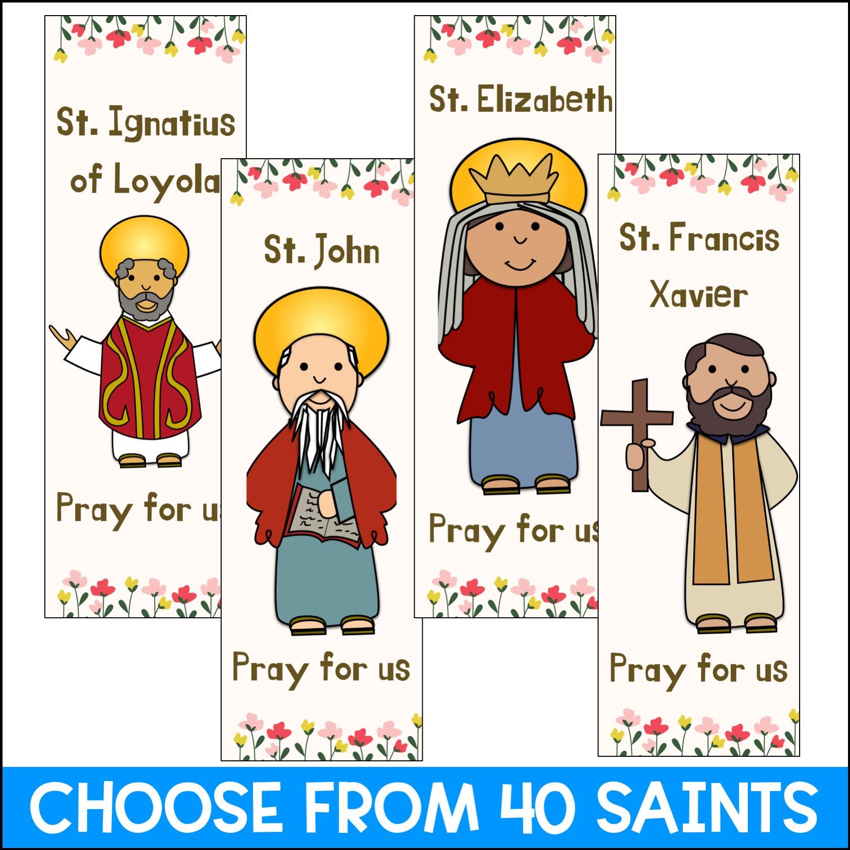 All Saints' Day Catholic Saint Bookmarks Coloring Activity - Etsy