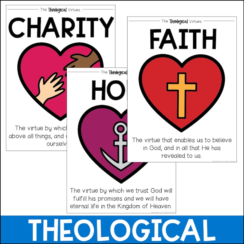 Theological and Cardinal Virtues Posters - Etsy