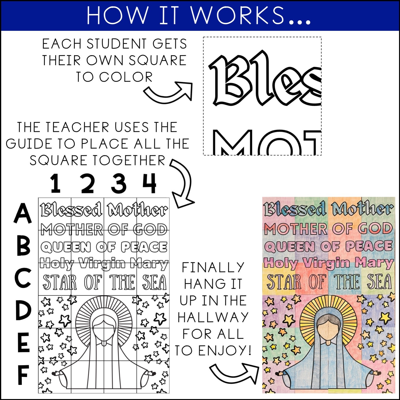 Names of Mary Collaborative Poster | Mother of God - Etsy