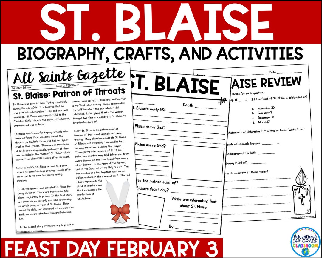St. Blaise Biography & Activities - Etsy