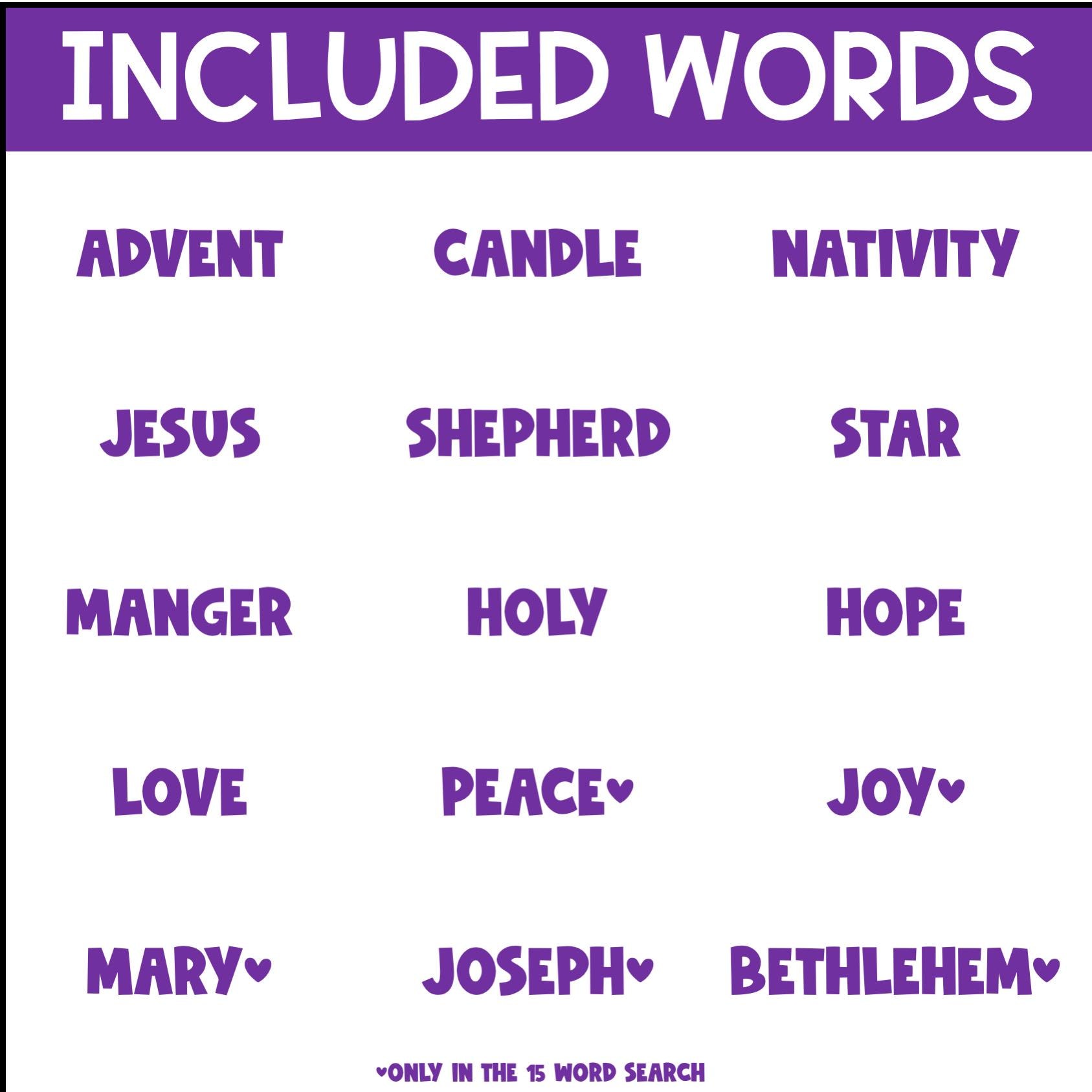 Advent Season Word Search Activity for Vocabulary Catholic - Etsy