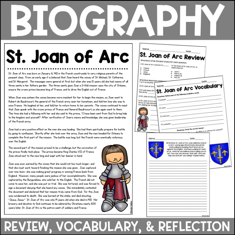 St. Joan of Arc Biography & Activities - Etsy