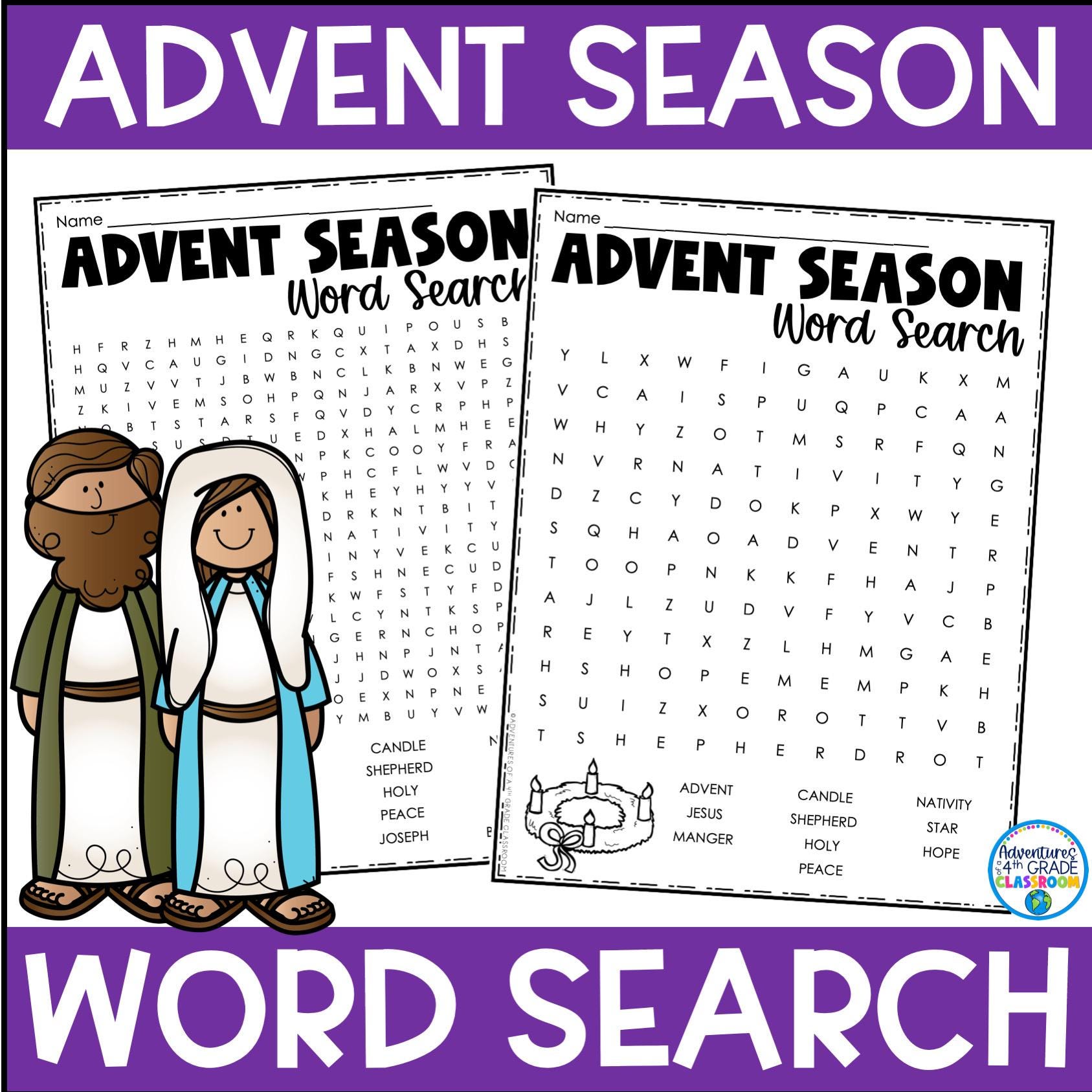 Advent Season Word Search Activity for Vocabulary Catholic - Etsy