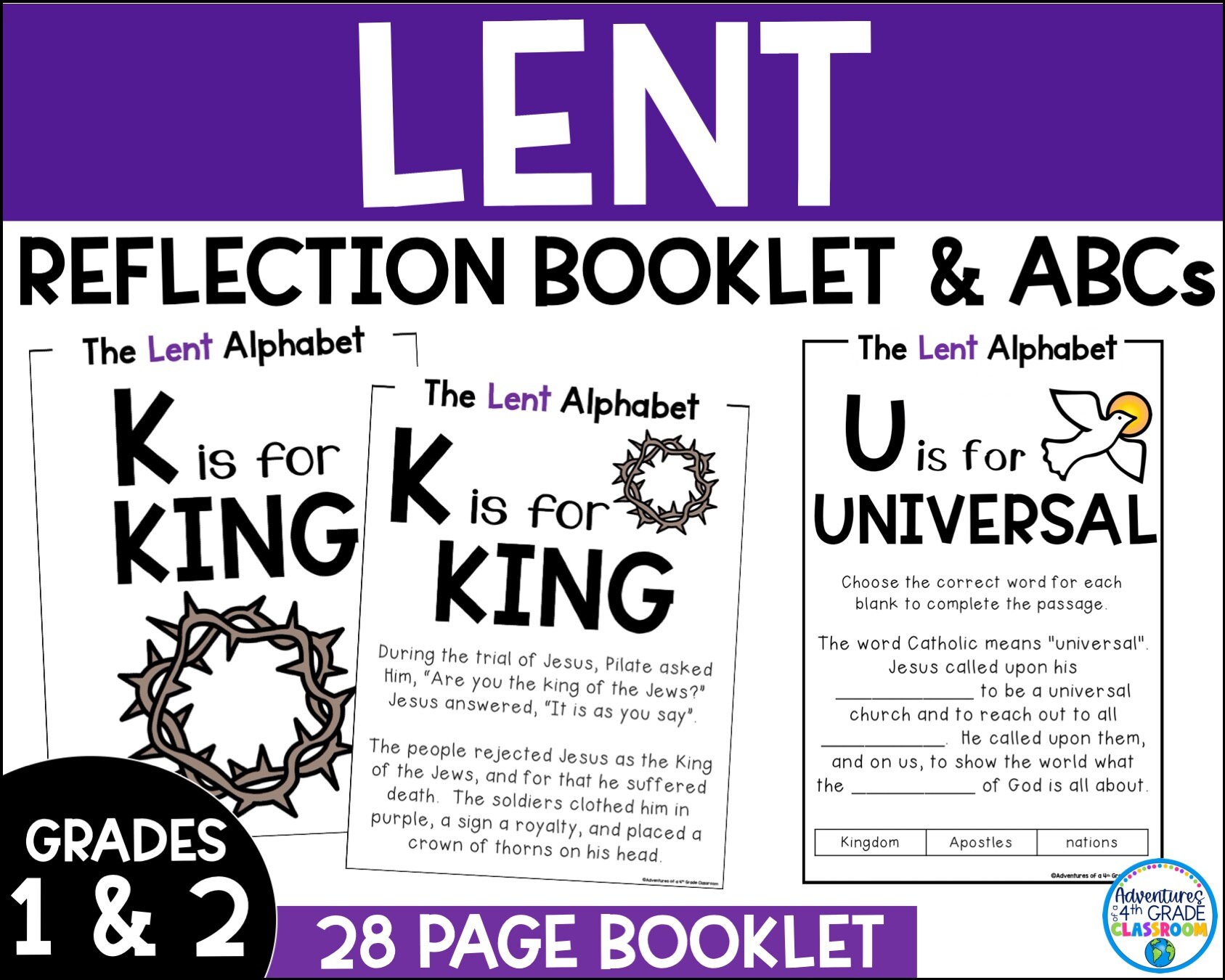Lent Reflection Booklet & Alphabet Grades 1 and 2 - Etsy