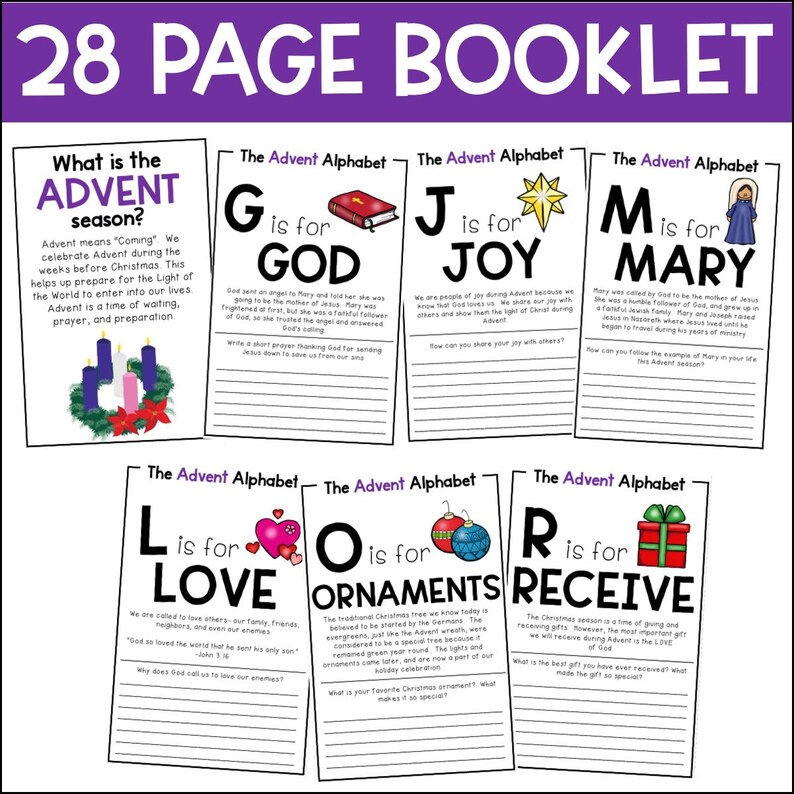 Advent Alphabet & Reflection Booklet | Upper Elementary - Etsy
