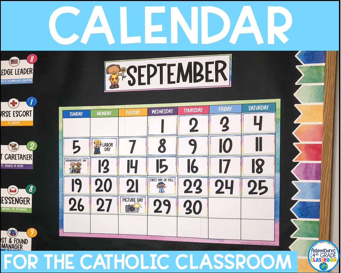 Classroom Calendar Set Catholic Decor - Etsy
