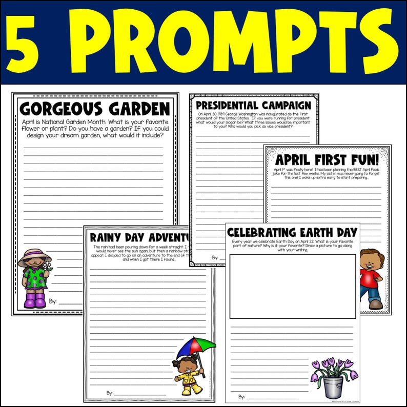 April Writing Prompts - Etsy