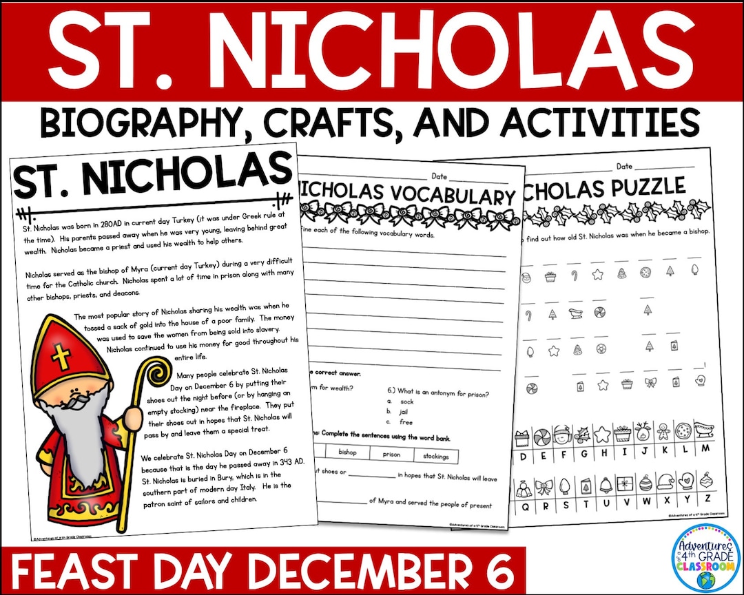 St. Nicholas Day Biography & Activities - Etsy