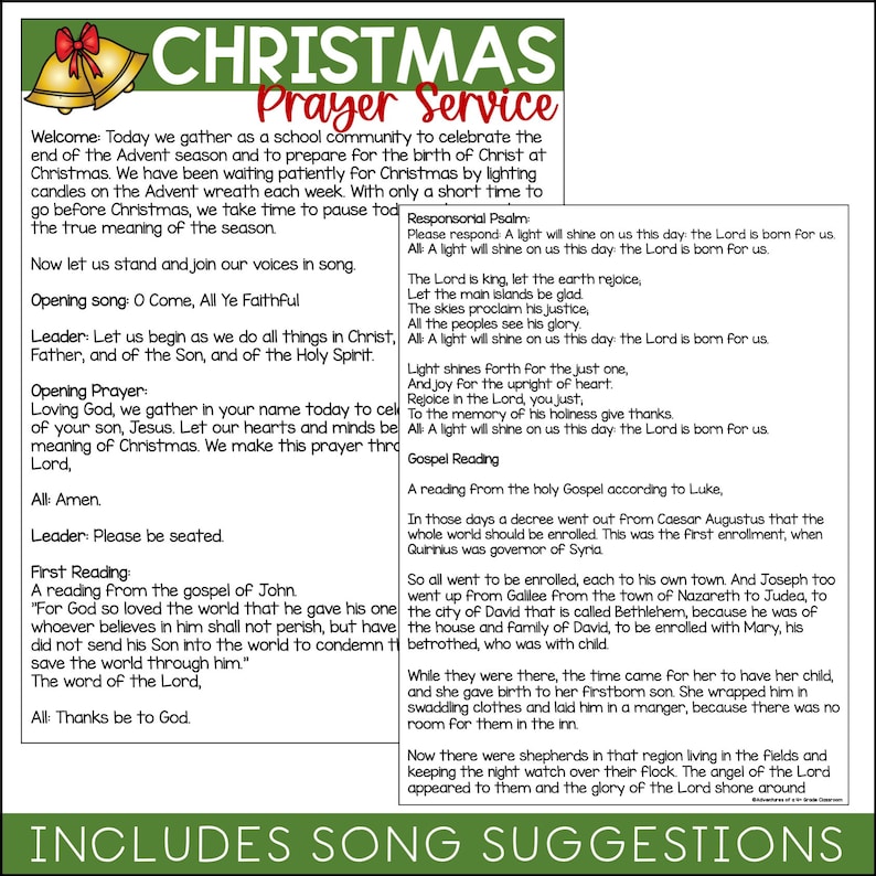 Christmas Prayer Service for Catholic Schools - Etsy