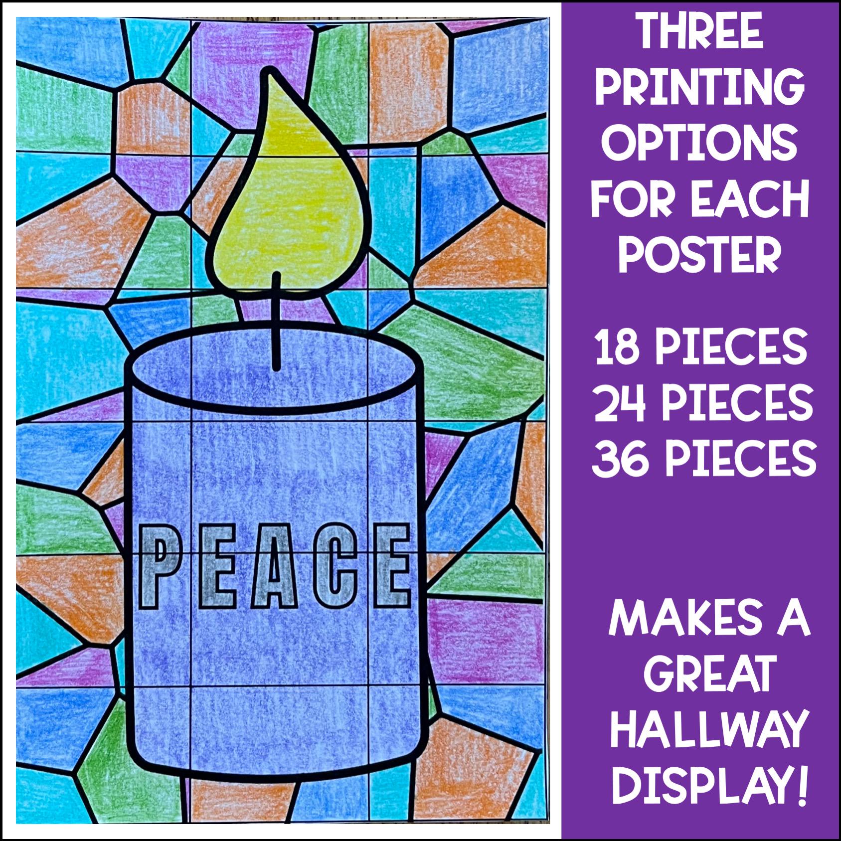Advent Wreath Candles Collaborative Coloring Posters Activity Catholic ...