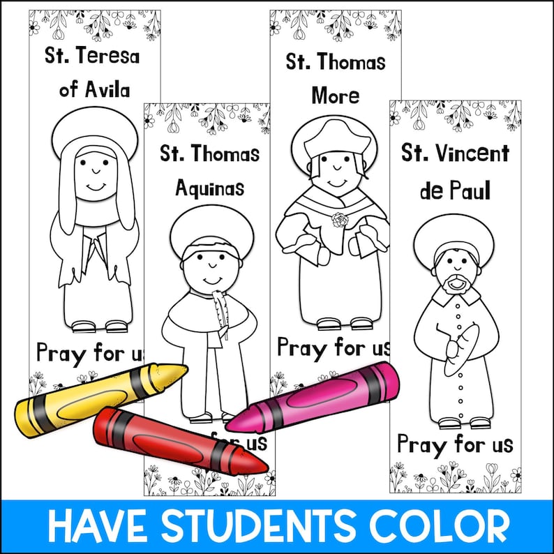 All Saints' Day Catholic Saint Bookmarks Coloring Activity - Etsy