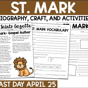 St. Mark Biography & Activities - Etsy