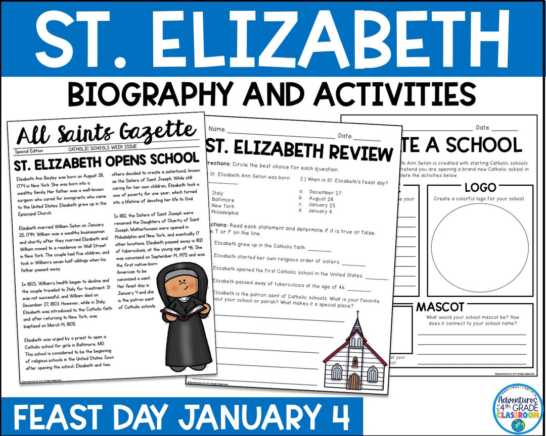 St. Elizabeth Ann Seton Biography & Activities - Etsy