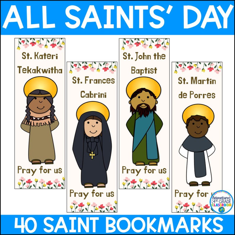 All Saints' Day Catholic Saint Bookmarks Coloring Activity - Etsy
