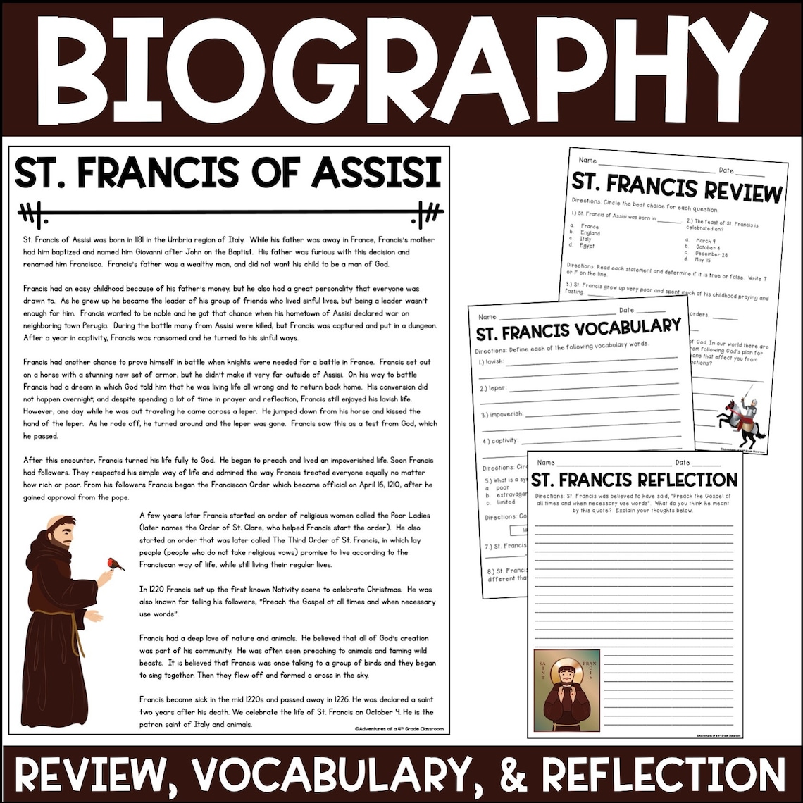 St. Francis of Assisi Biography & Activities - Etsy