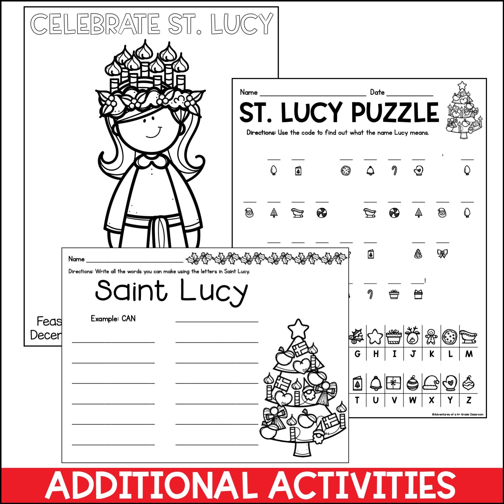St. Lucy Activities for Primary Grades (st. Lucia) - Etsy
