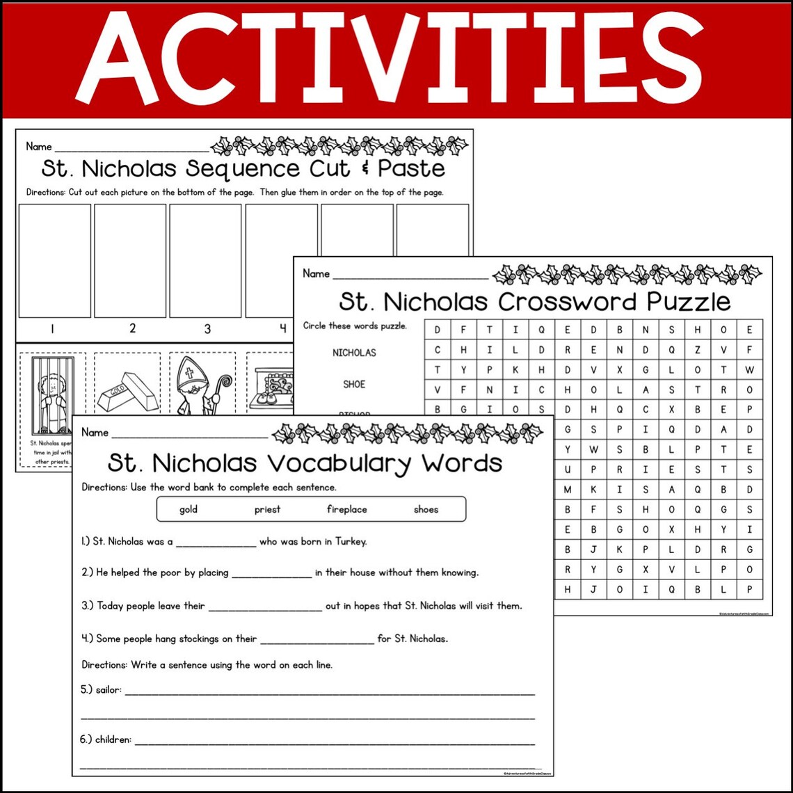 St. Nicholas Activities for Primary Grades - Etsy