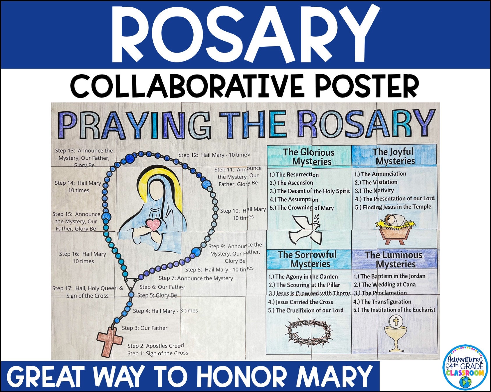 Praying the Rosary Collaborative Poster | Catholic - Etsy