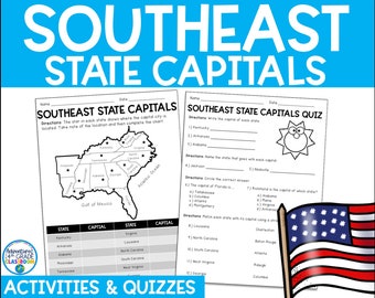States and Capitals Series, the Southeast Region Workbook, Printable ...
