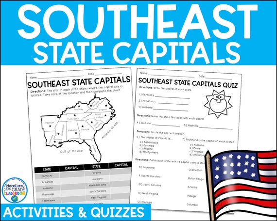 All Southeast States And Capitals USA Southeast Region State Capital