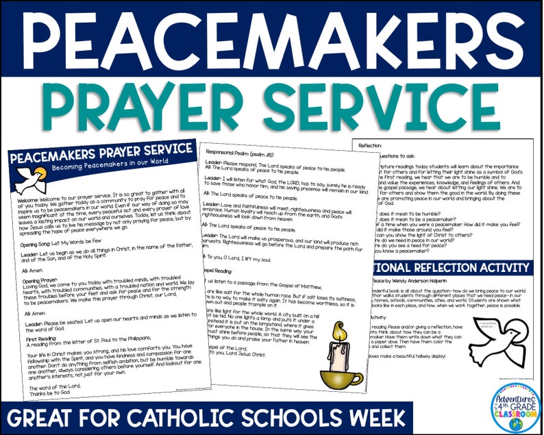 Peacemakers Prayer Service | Catholic Schools Week - Etsy