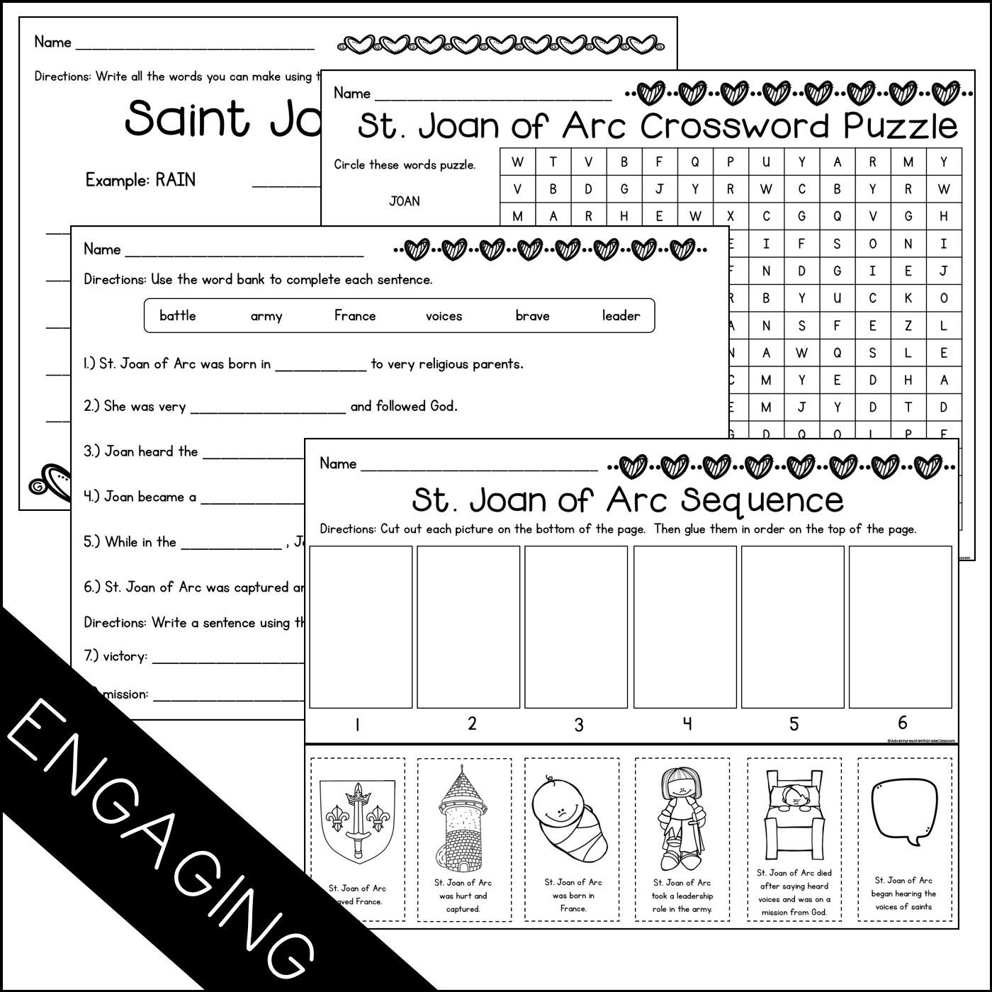 St. Joan of Arc Activities for Primary Grades - Etsy
