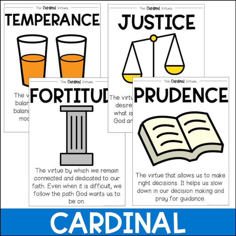 Theological and Cardinal Virtues Posters - Etsy
