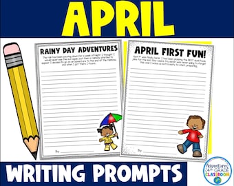 April Writing Prompts, Spring - Writing Papers, Digital Slides, or ...