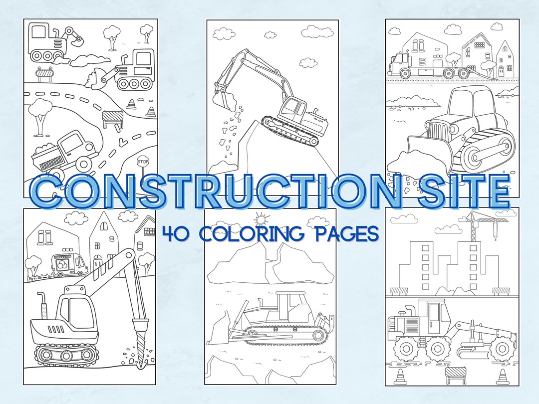 40 Coloring Book Pages for Boys, Girls, Kids, Adults Construction ...
