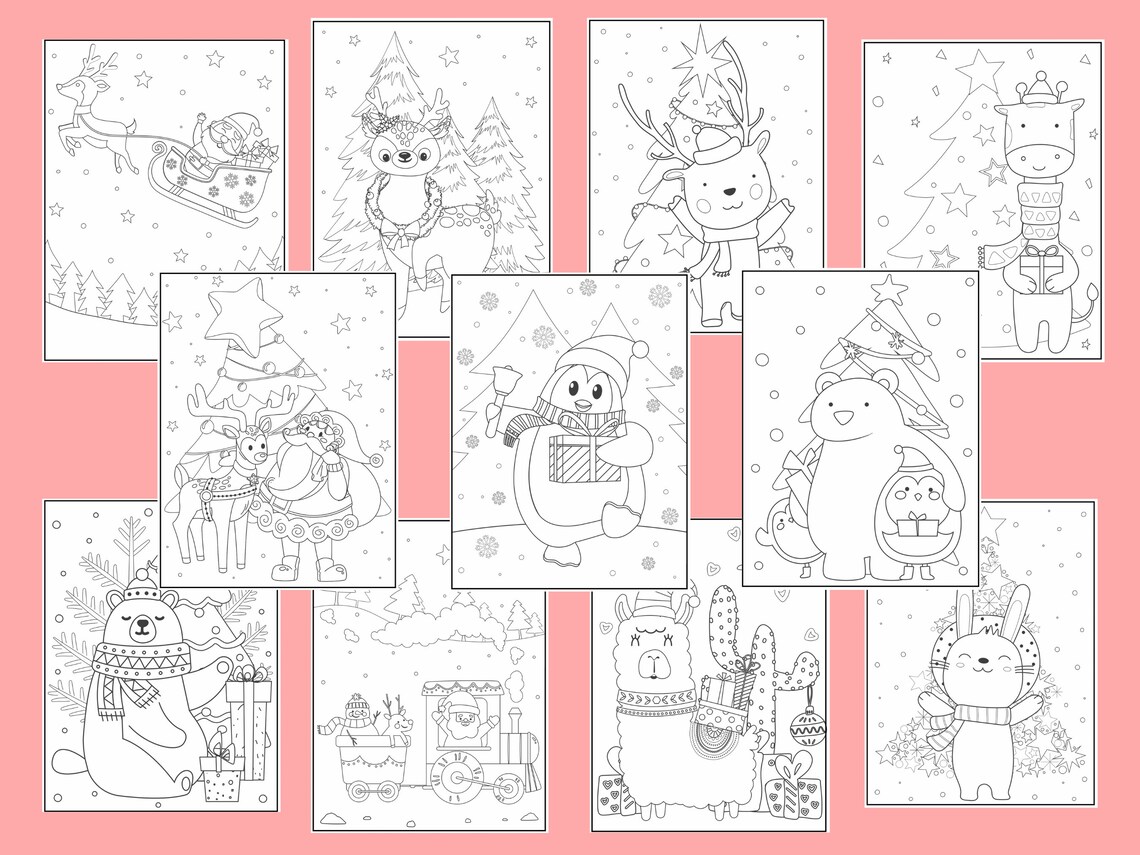 40 Coloring Book Pages for Boys, Girls, Kids, Adults Christmas Party ...