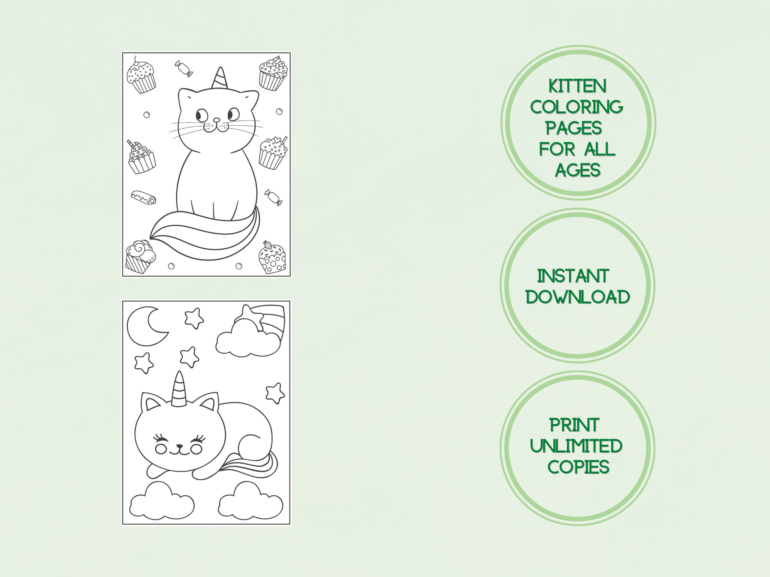 21 Coloring Book Pages for Girls Boys Kids Adults Kitten - Etsy