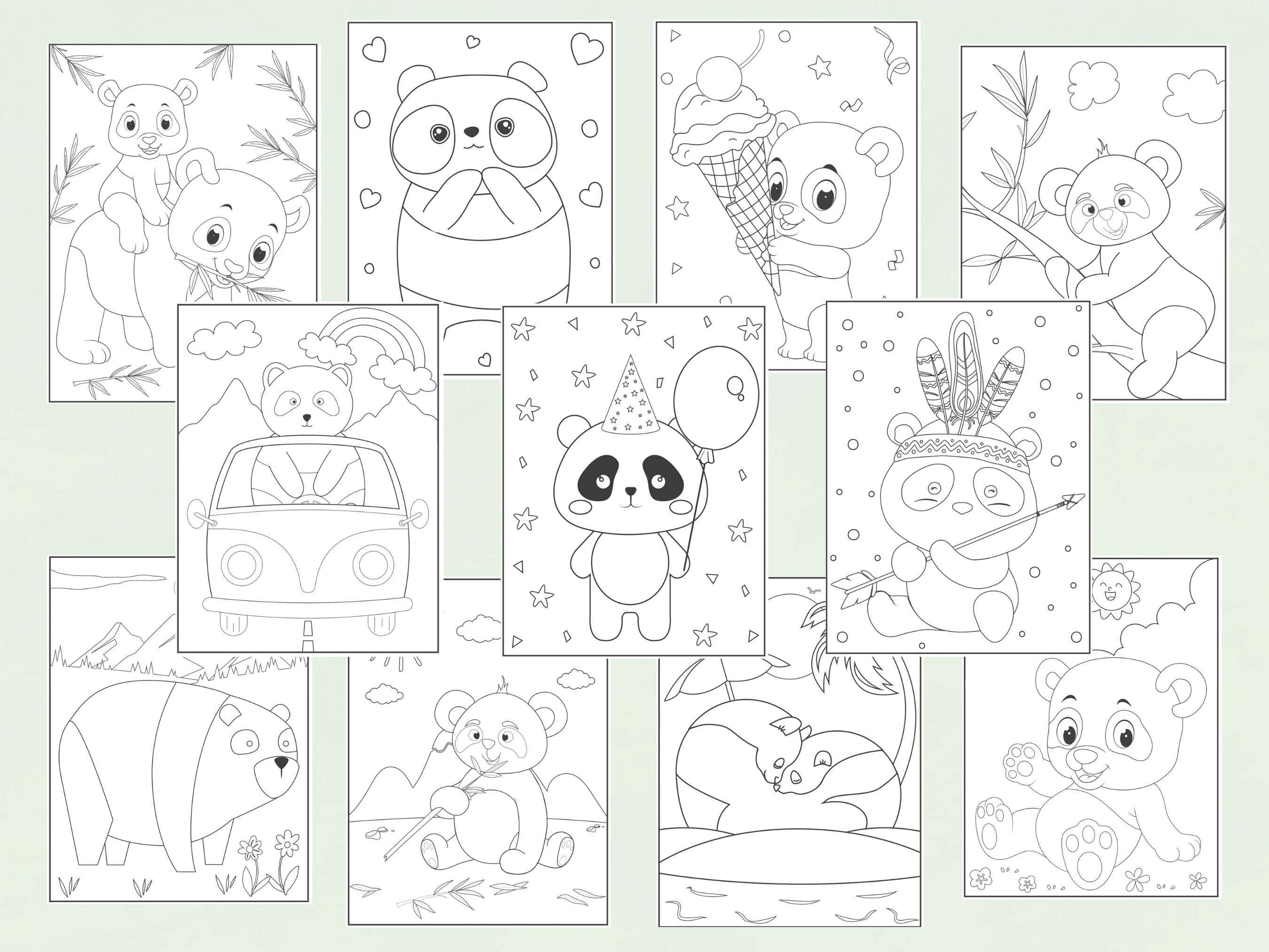 21 Coloring Book Pages for Girls, Boys, Kids, Adults Panda Bear Cub ...