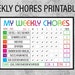 Printable Weekly Chore & Reward Chart for Young Children. Goal Setting ...