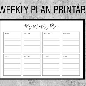 Printable Weekly Planner, Minimalistic, Modern, Fun, INSTANT DOWNLOAD ...