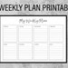 Printable Weekly Planner, Minimalistic, Modern, Fun, INSTANT DOWNLOAD ...