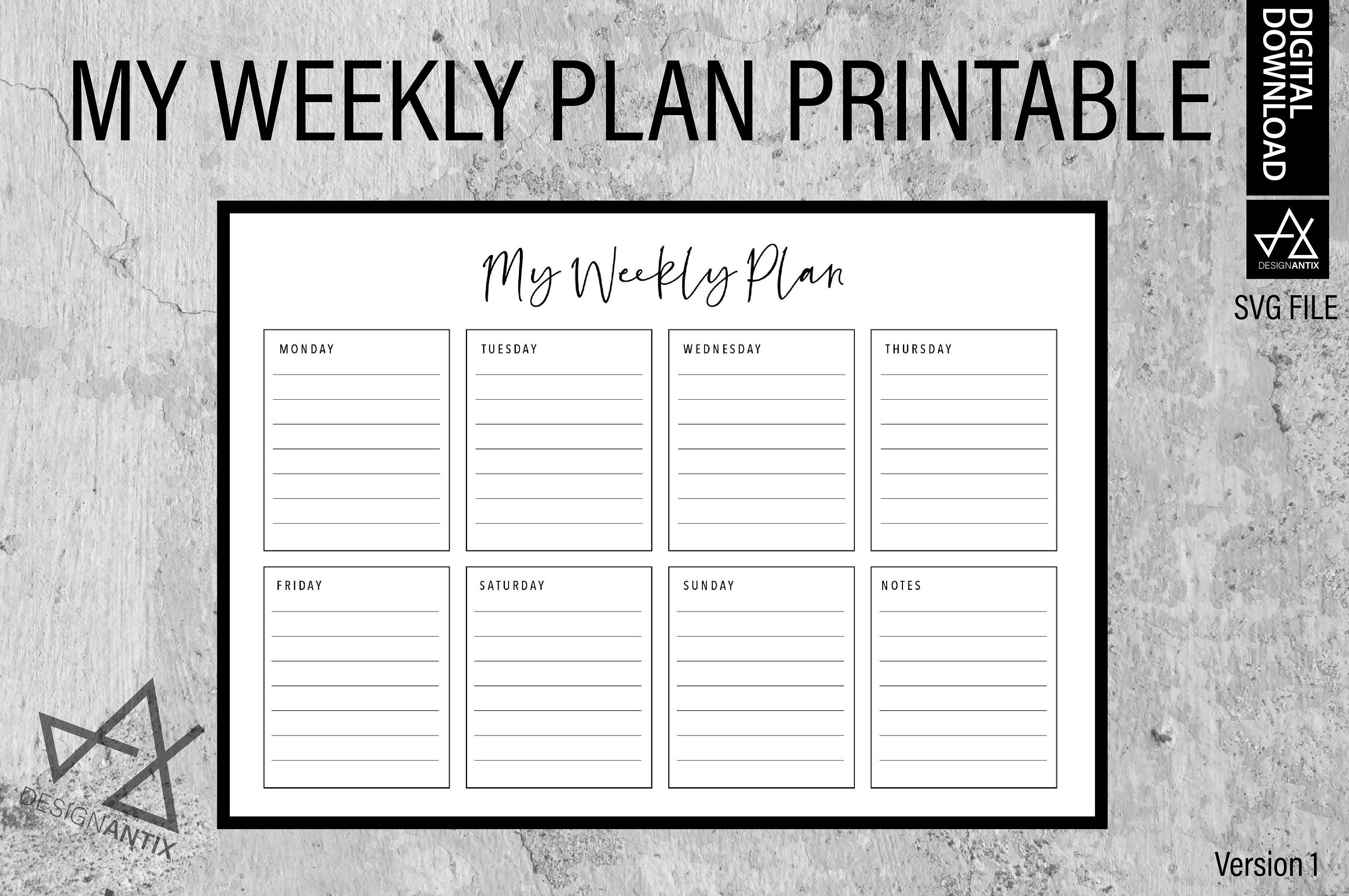 Printable Weekly Planner, Minimalistic, Modern, Fun, INSTANT DOWNLOAD ...