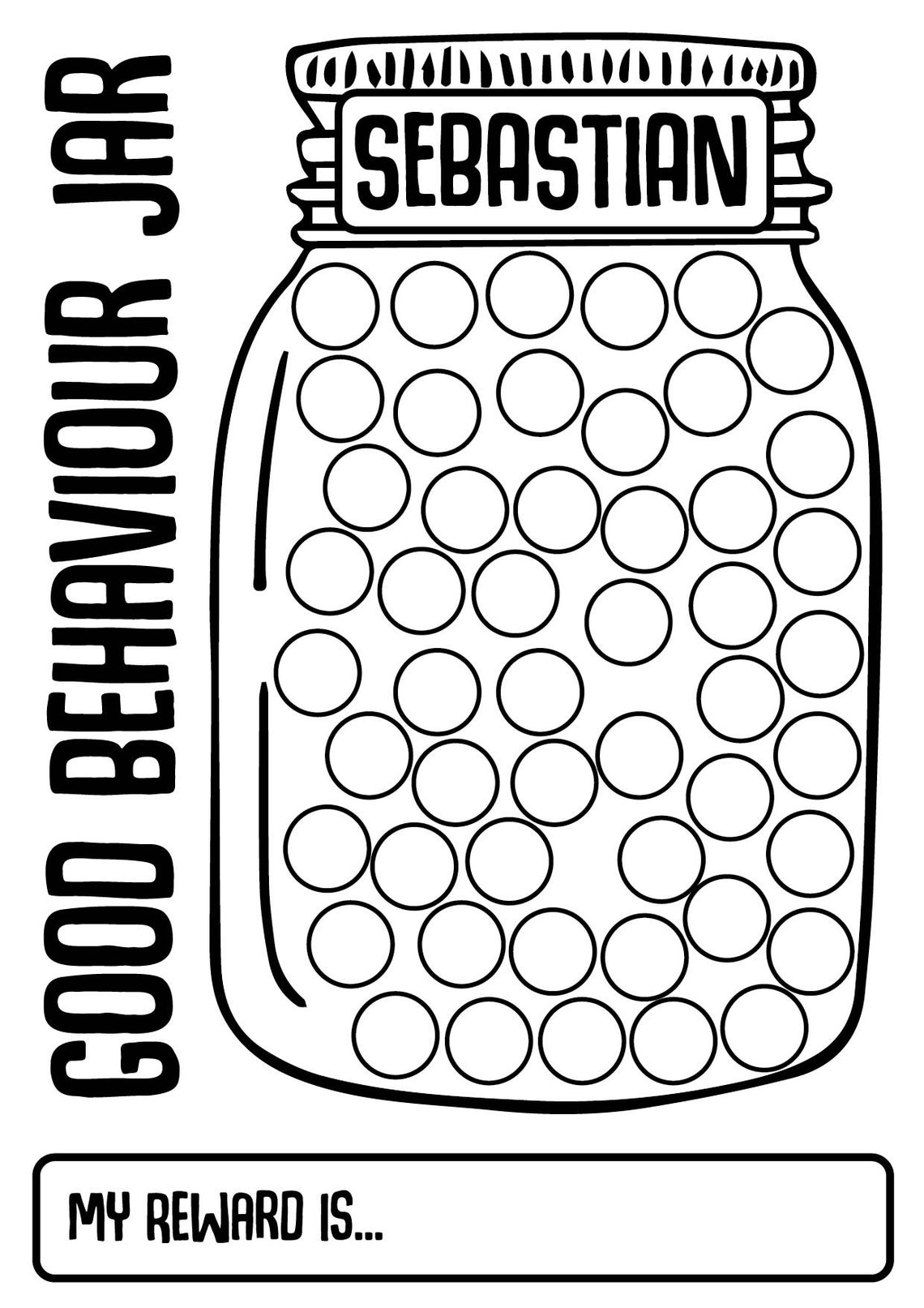Fully Editable Good Behaviour Jar Template, ADHD Rewards Jar, Children ...