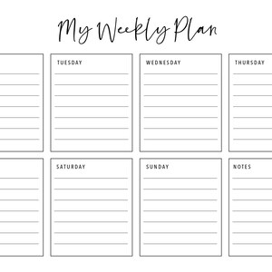 Printable Weekly Planner, Minimalistic, Modern, Fun, INSTANT DOWNLOAD ...