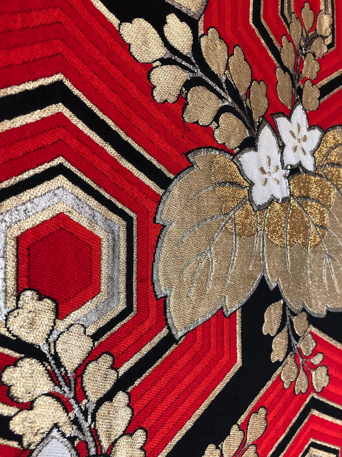 Vintage Obi / Red Black and Gold Fukuro Obi formal Obi - Etsy