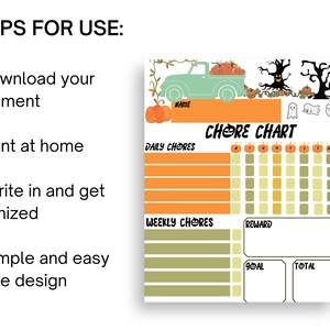 Chore Chart Printable Spooky Themed - Etsy
