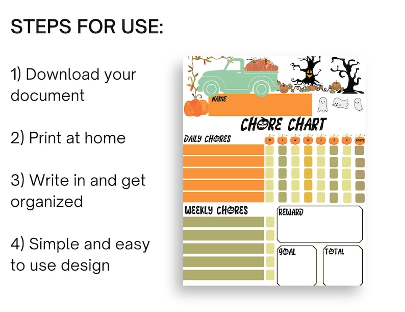 Chore Chart Printable Spooky Themed - Etsy