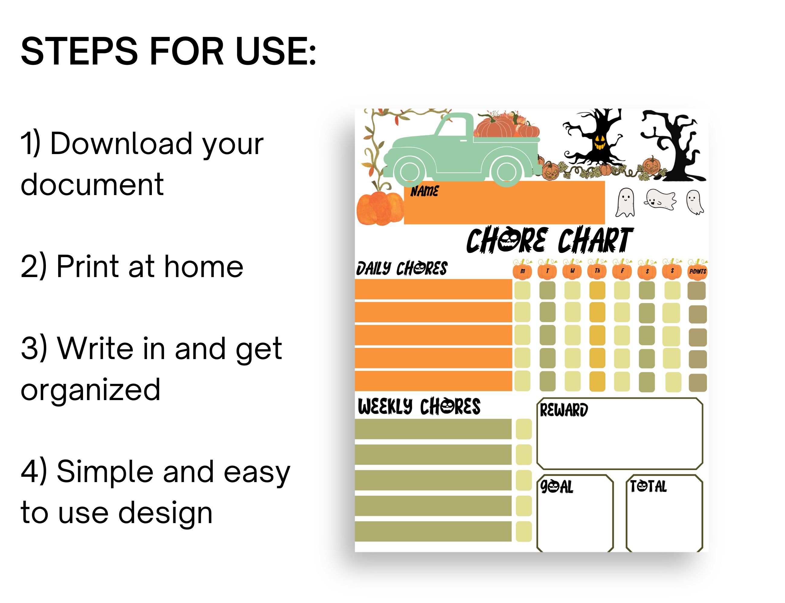 Chore Chart Printable Spooky Themed - Etsy
